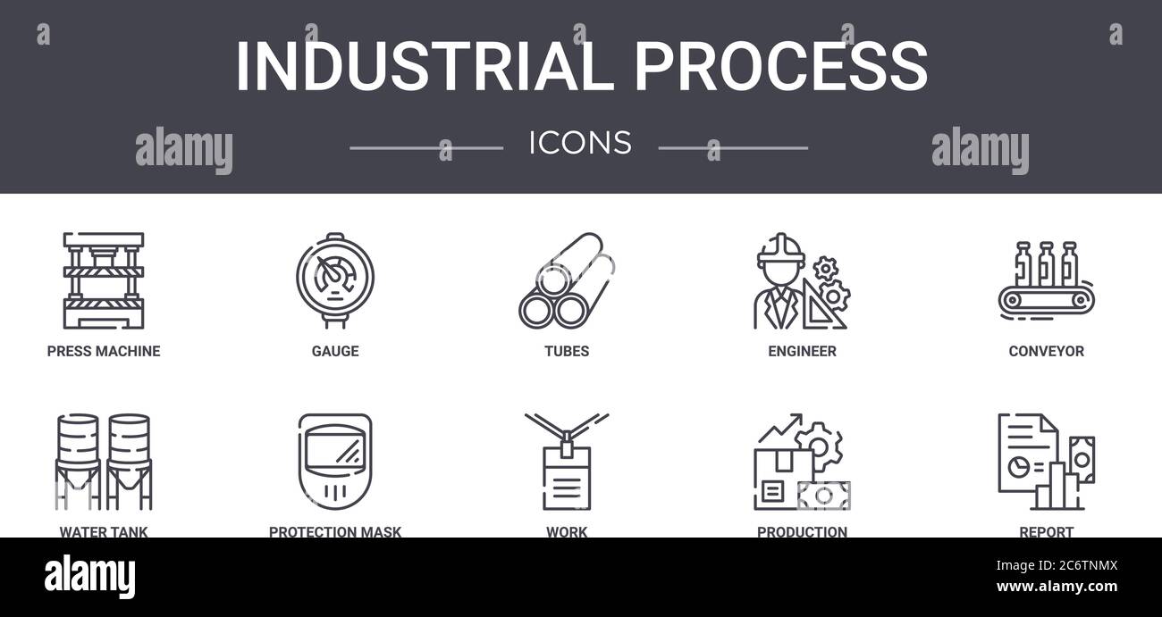 industrial process concept line icons set. contains icons usable for ...