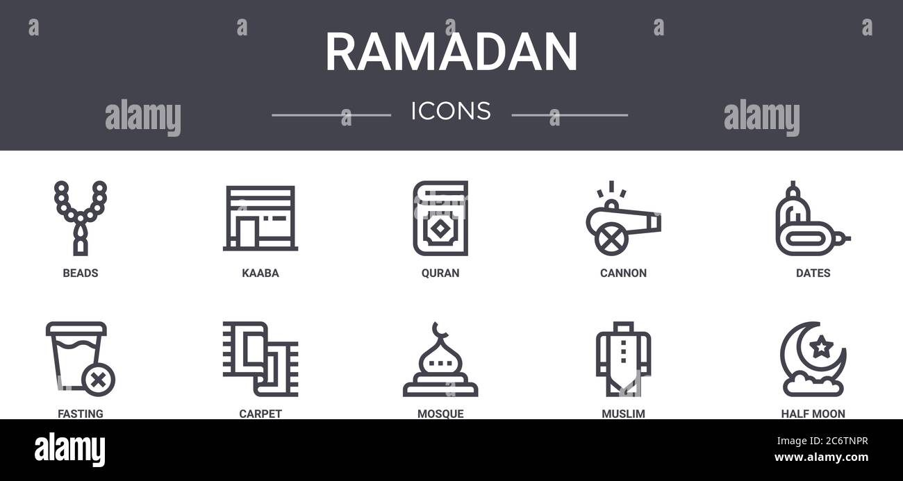 ramadan concept line icons set. contains icons usable for web, logo, ui ...
