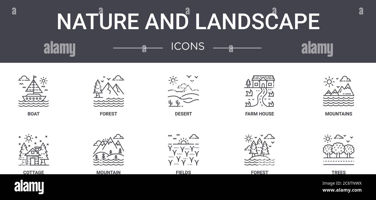 nature and landscape concept line icons set. contains icons usable for ...