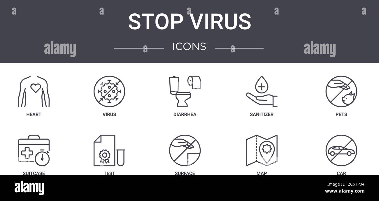 stop virus concept line icons set. contains icons usable for web, logo ...