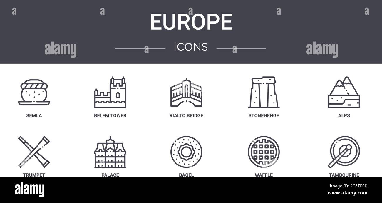 europe concept line icons set. contains icons usable for web, logo, ui ...