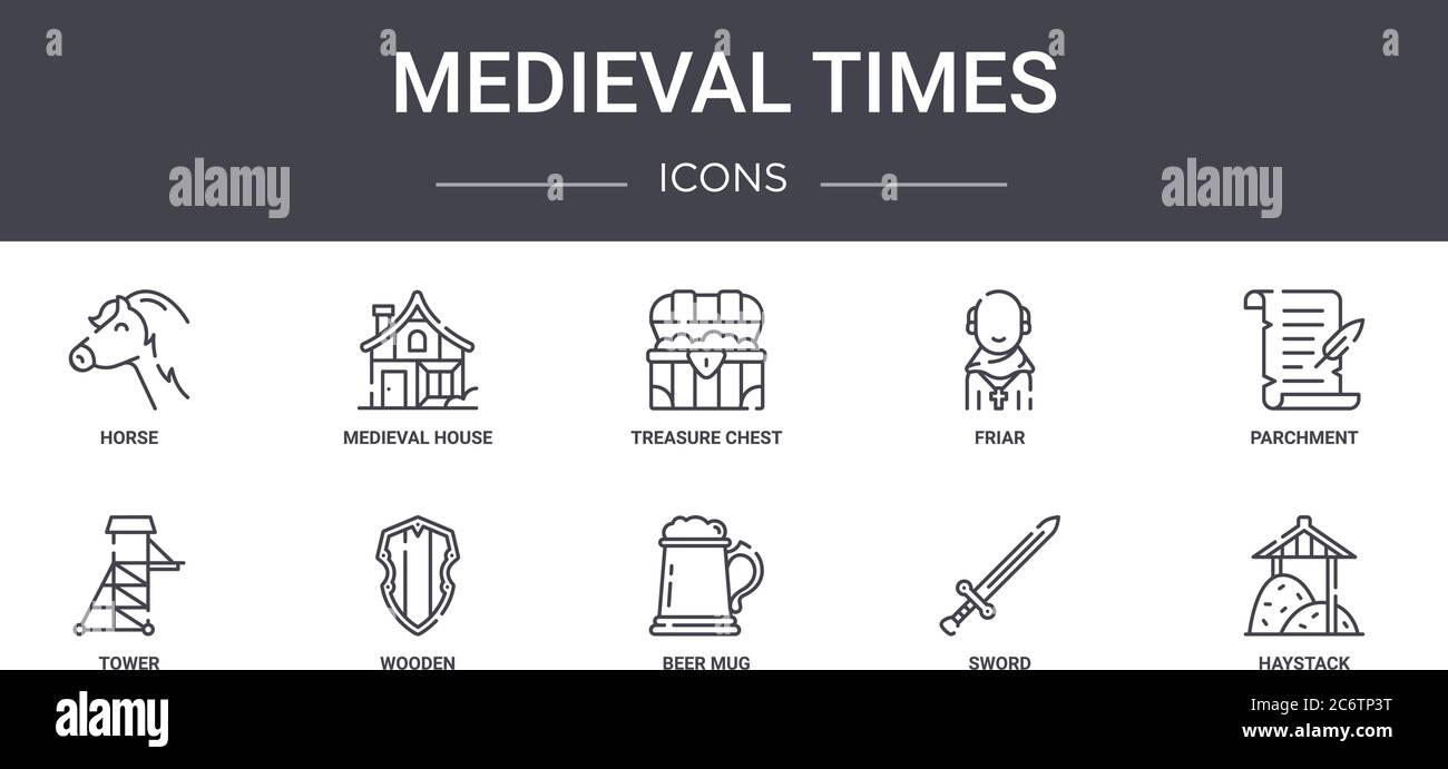 medieval times concept line icons set. contains icons usable for web ...