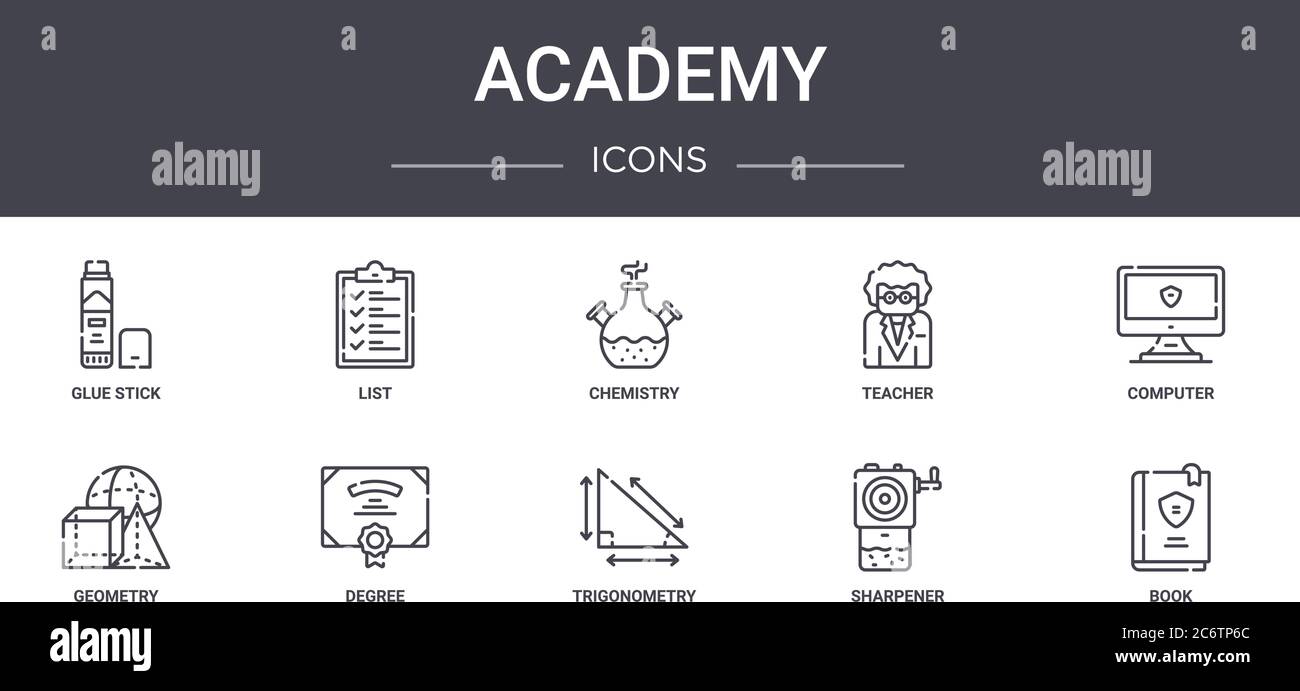 academy concept line icons set. contains icons usable for web, logo, ui ...