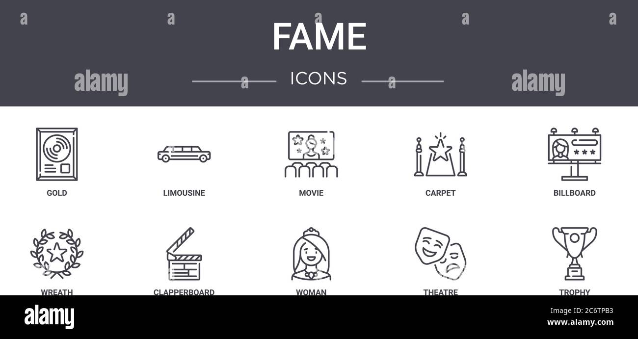 fame concept line icons set. contains icons usable for web, logo, ui/ux ...