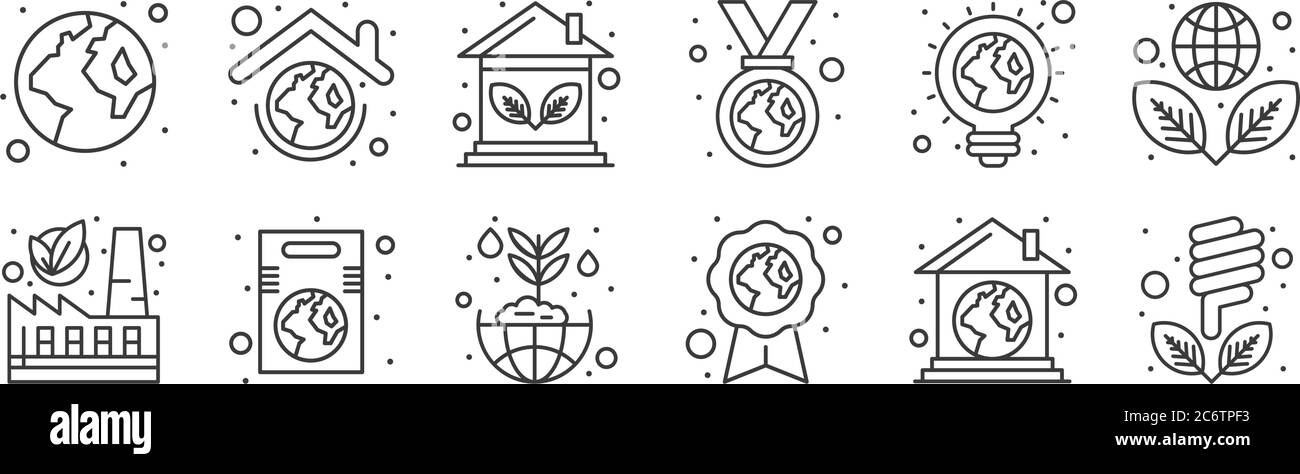 12 set of linear earth day icons. thin outline icons such as save ...