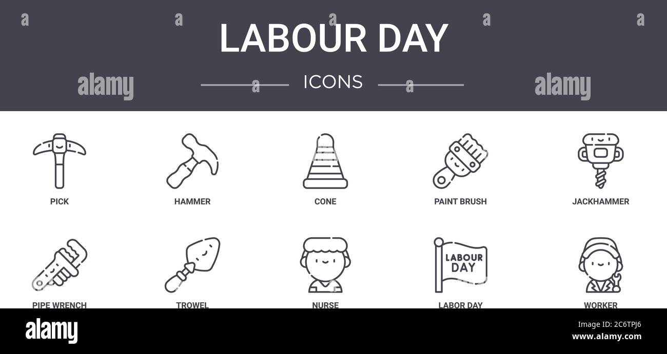 labour day concept line icons set. contains icons usable for web, logo ...