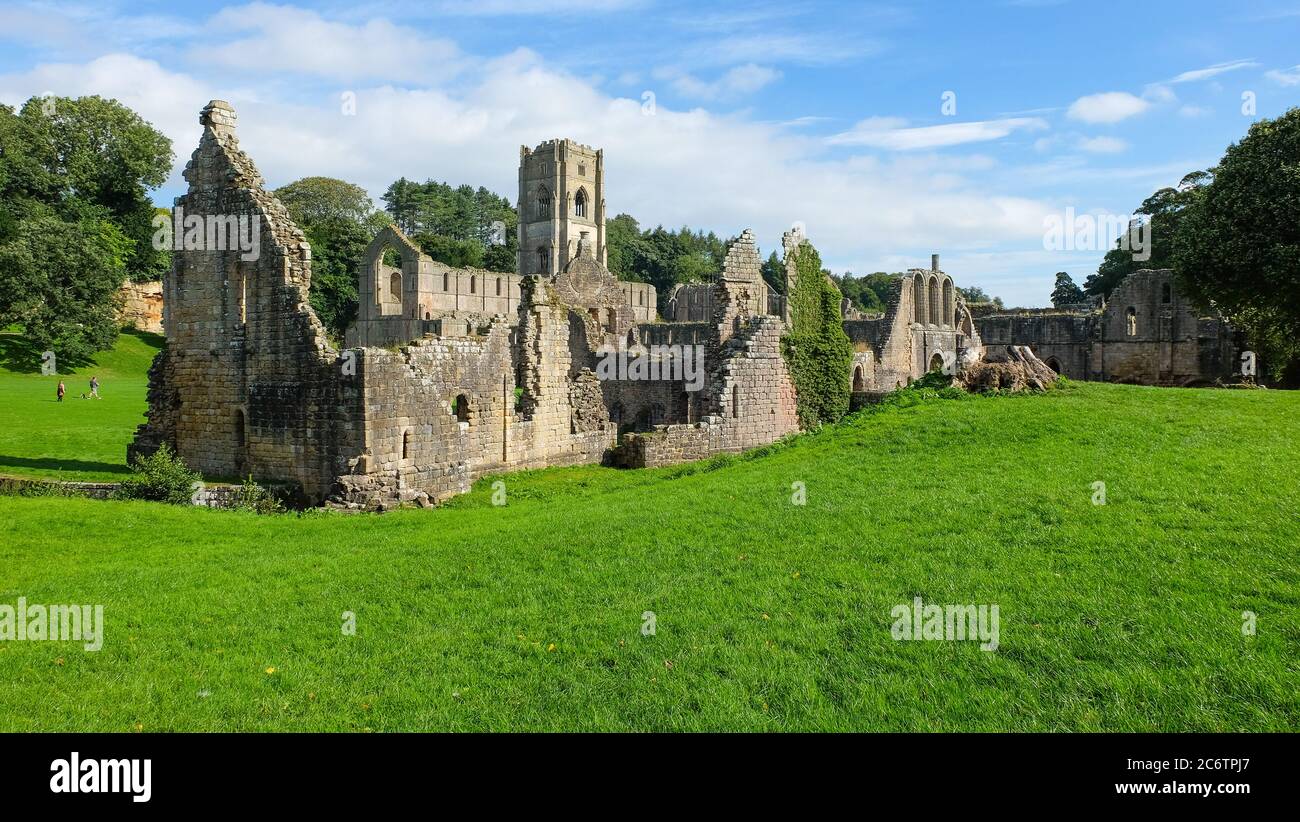 Fountains Abbey, near Ripon, is one of the largest and best preserved ...