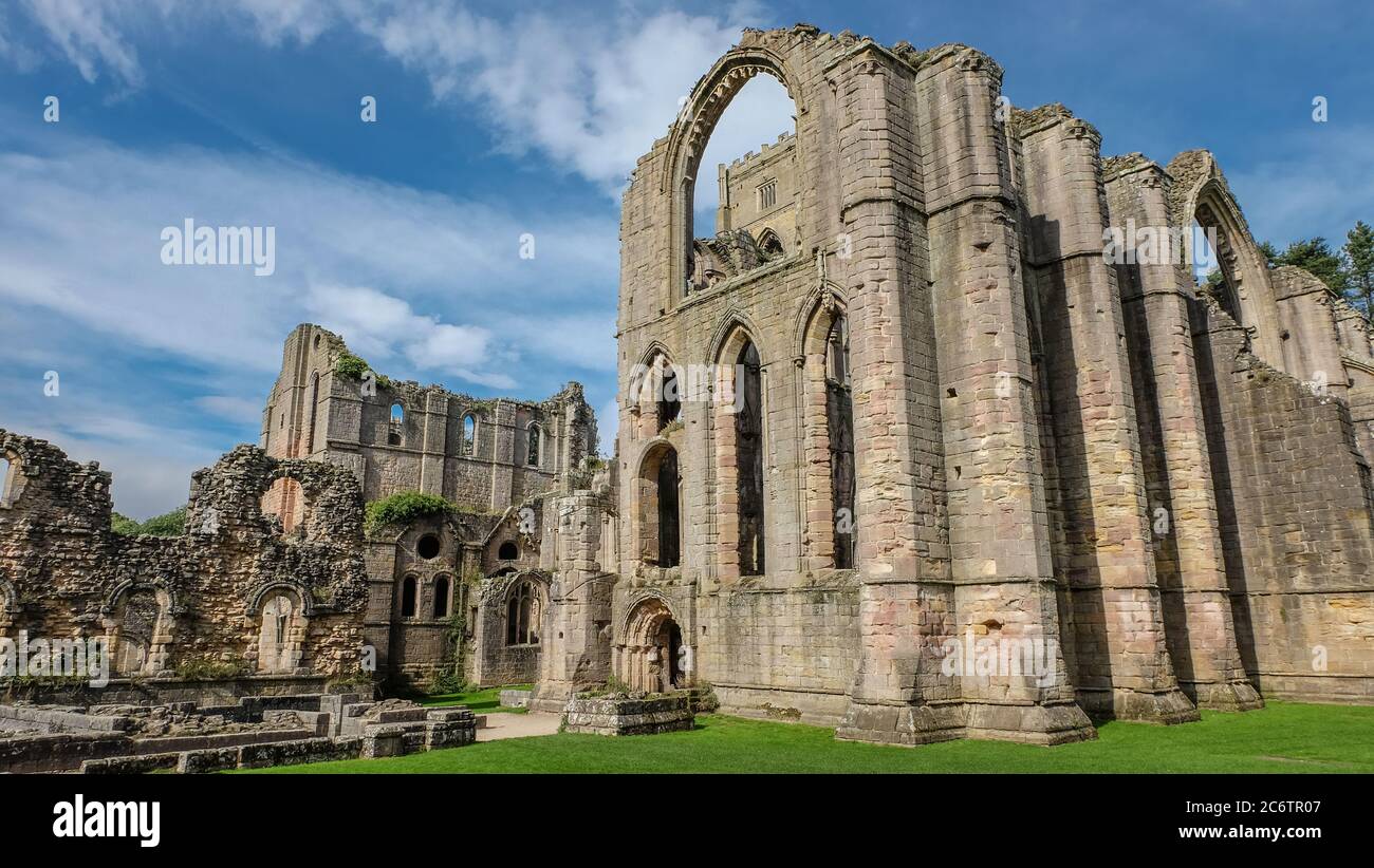 Fountains Abbey, near Ripon, is one of the largest and best preserved ...