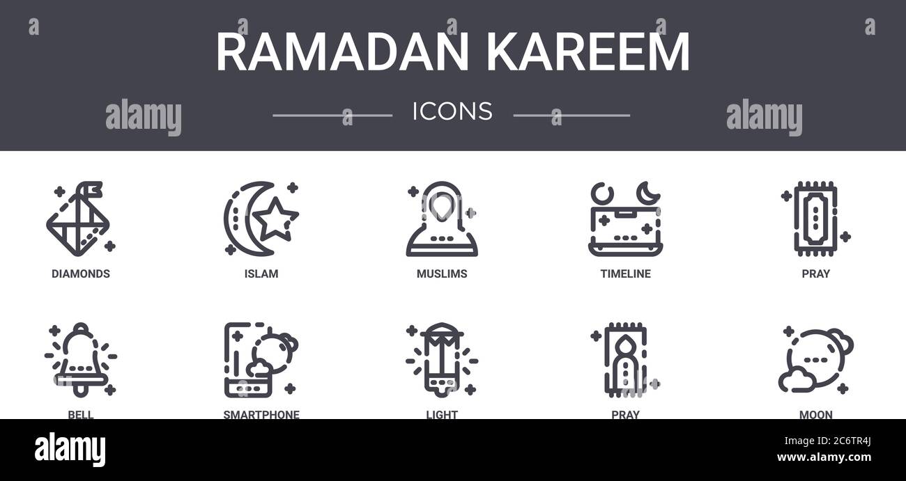 ramadan kareem concept line icons set. contains icons usable for web ...