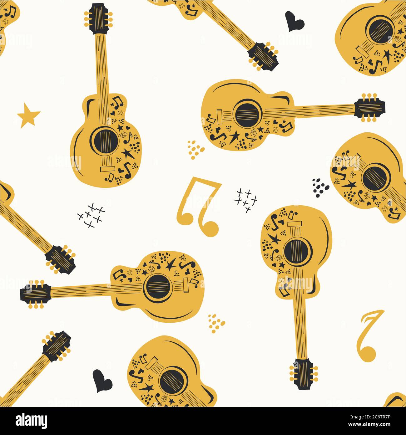 Handdrawn seamless pattern with various country music symbols - notes ...