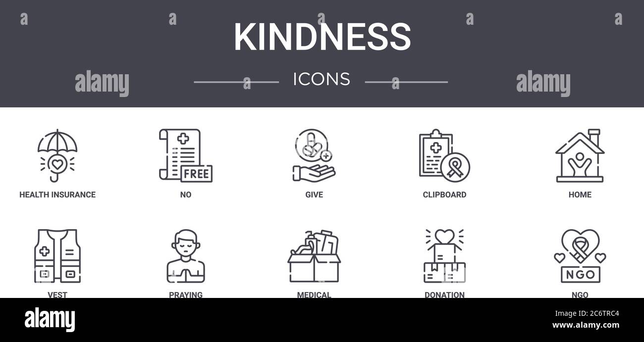 kindness concept line icons set. contains icons usable for web, logo ...