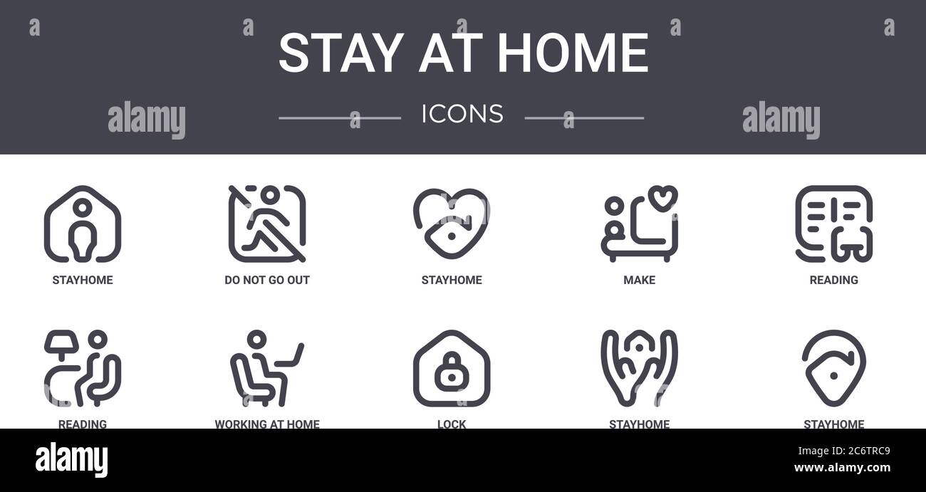 stay at home concept line icons set. contains icons usable for web ...