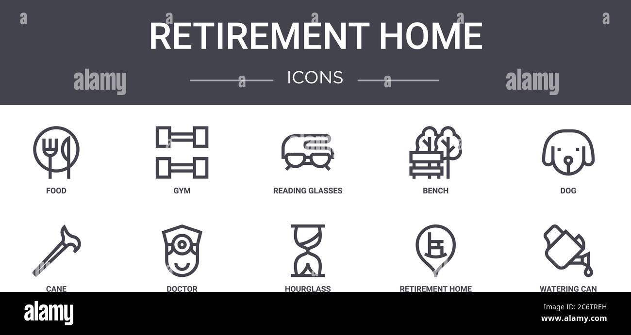 retirement home concept line icons set. contains icons usable for web ...