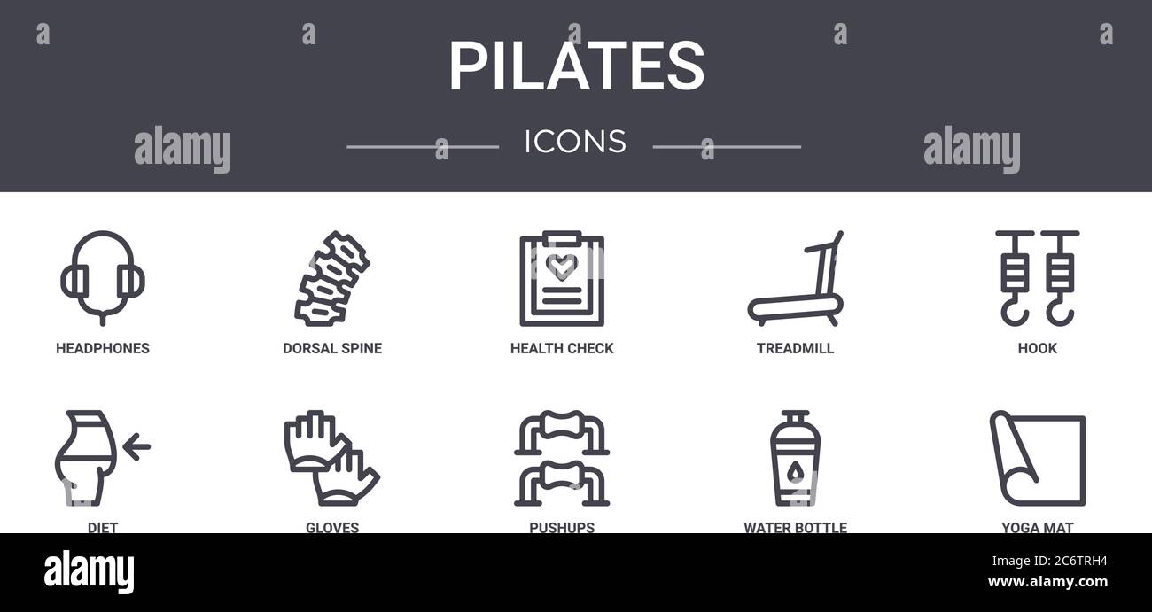 pilates concept line icons set. contains icons usable for web, logo, ui ...