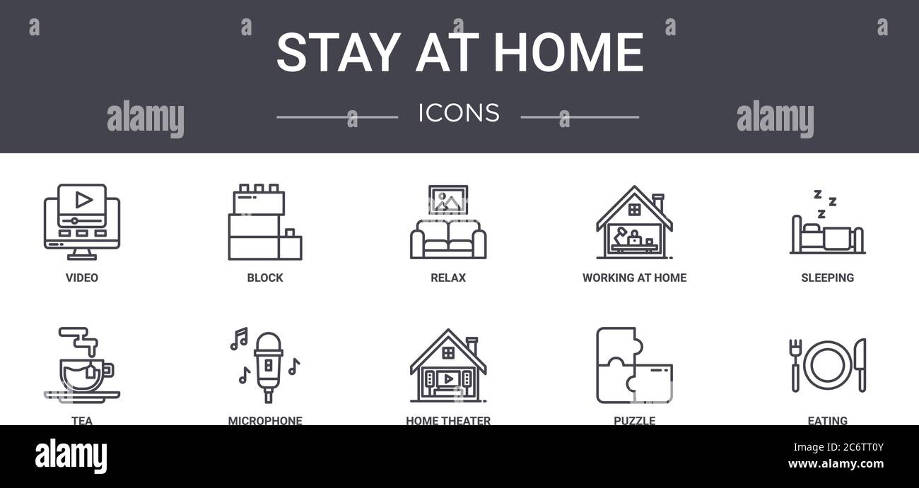 stay at home concept line icons set. contains icons usable for web ...