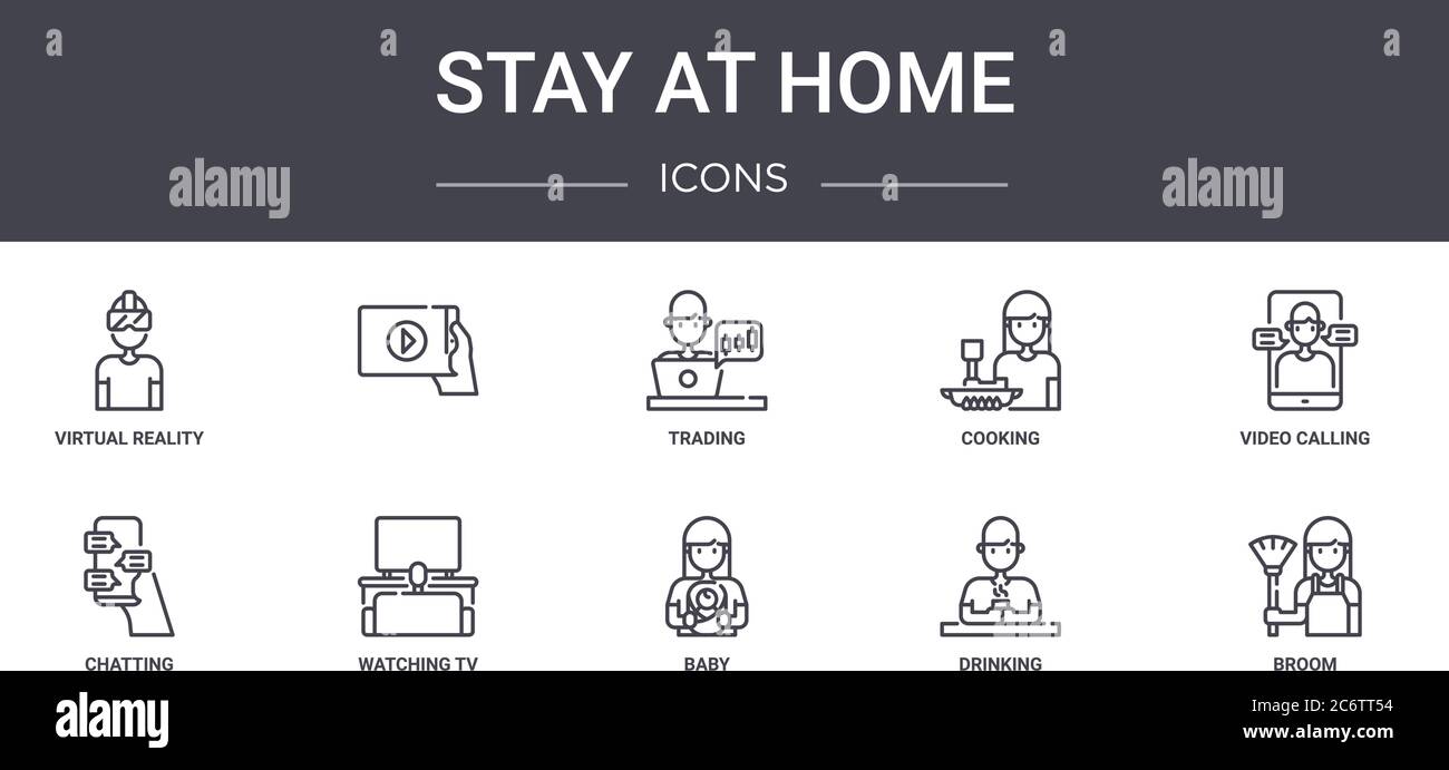 stay at home concept line icons set. contains icons usable for web ...