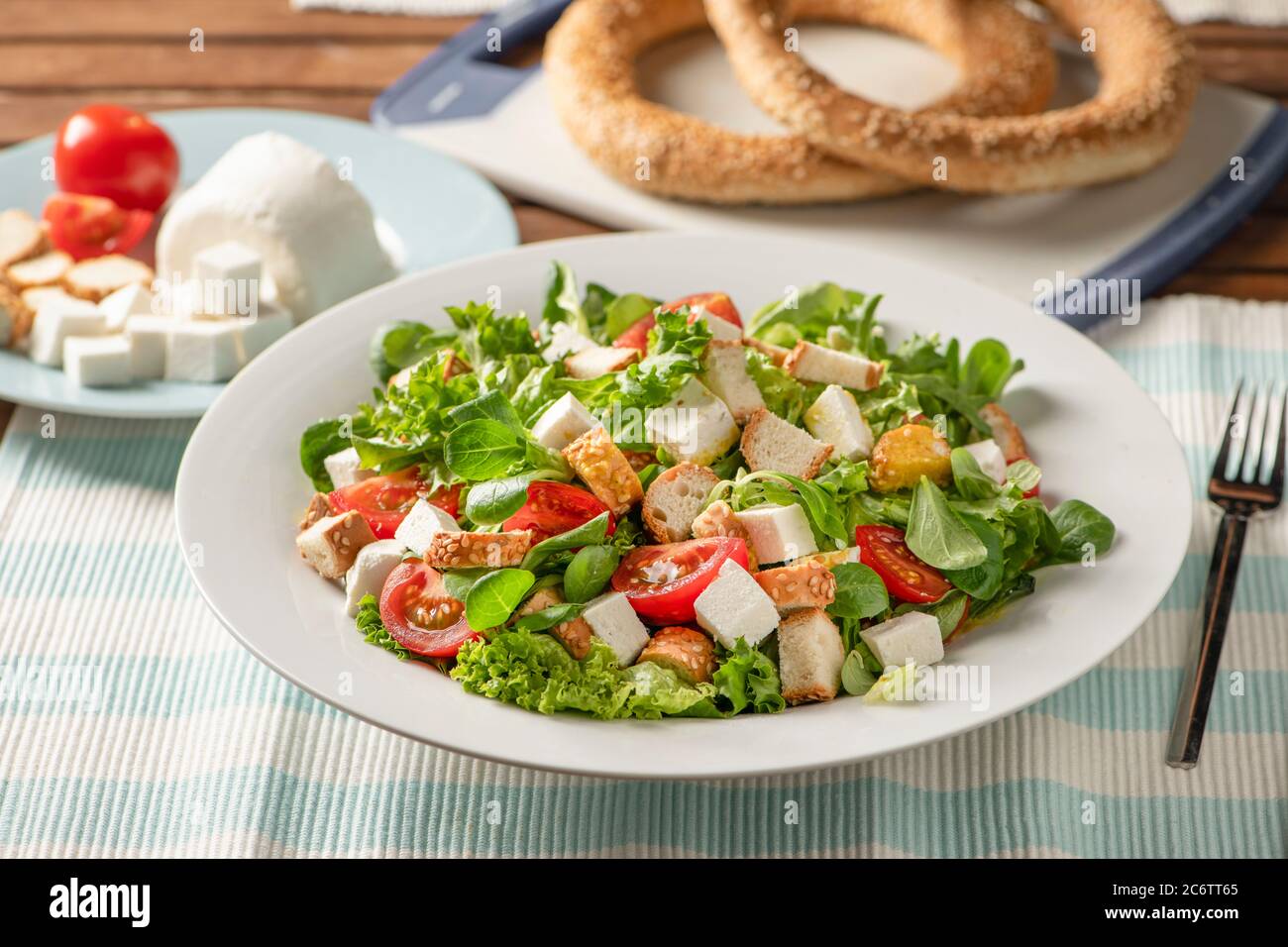 Salad with Lettuce, Iceberg, Tomato, Sesame Crouton, Rocca and Sheep ...