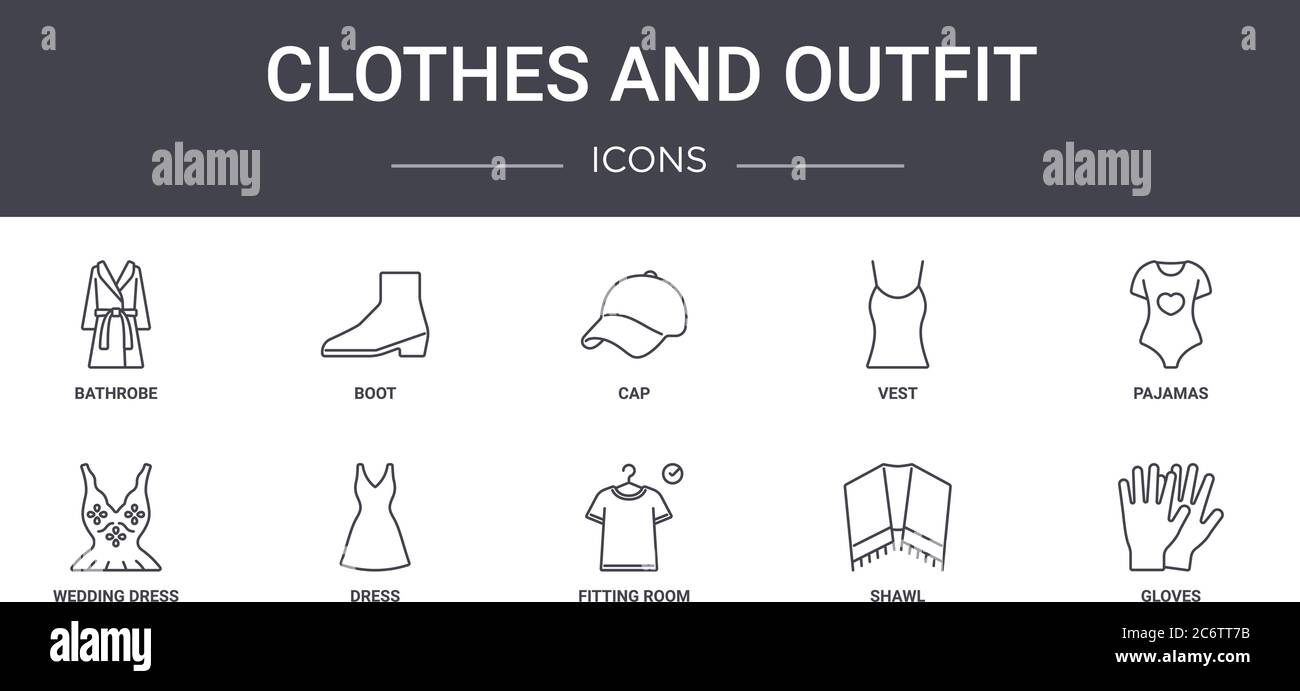clothes and outfit concept line icons set. contains icons usable for ...