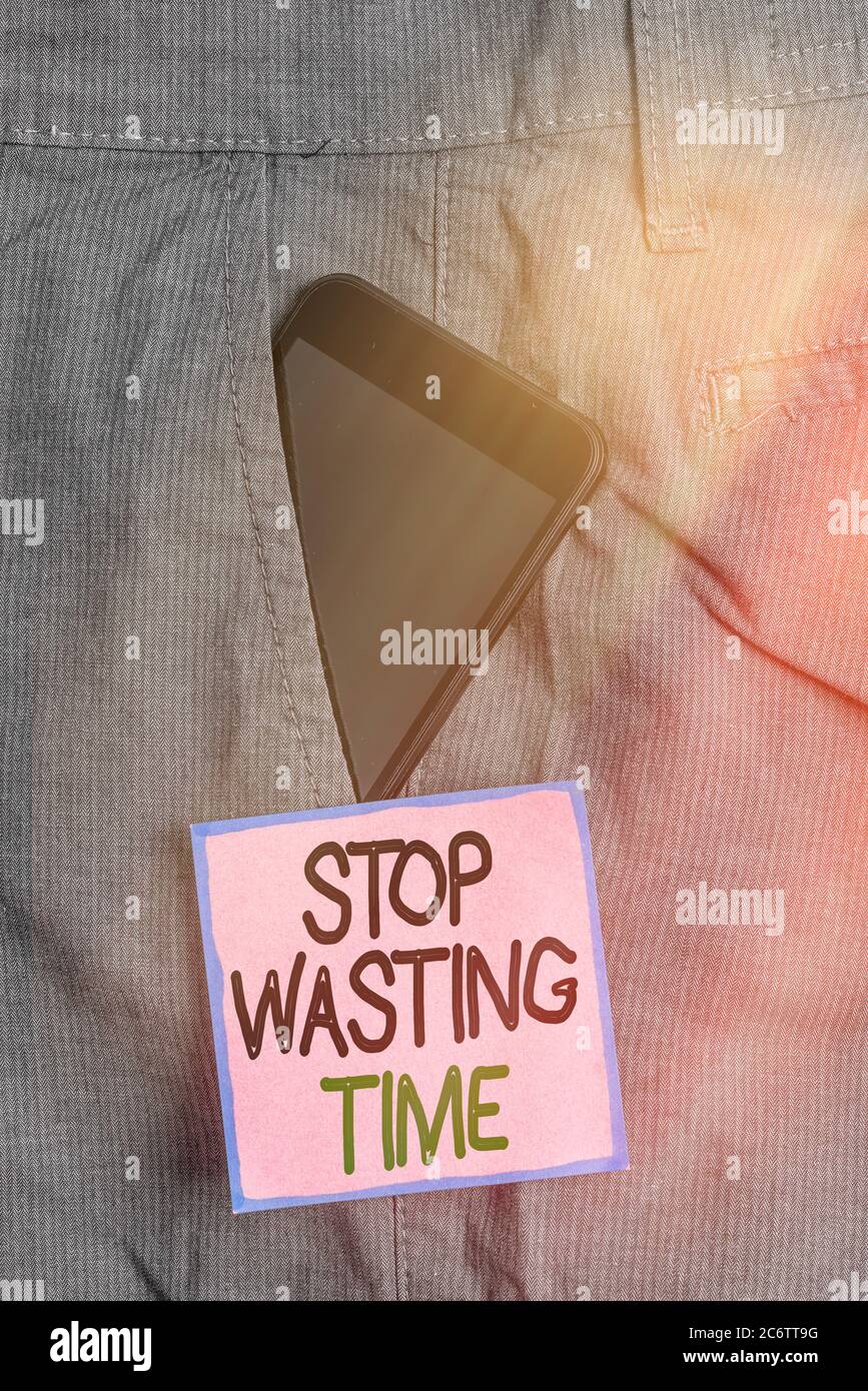 Conceptual hand writing showing Stop Wasting Time. Concept meaning ...