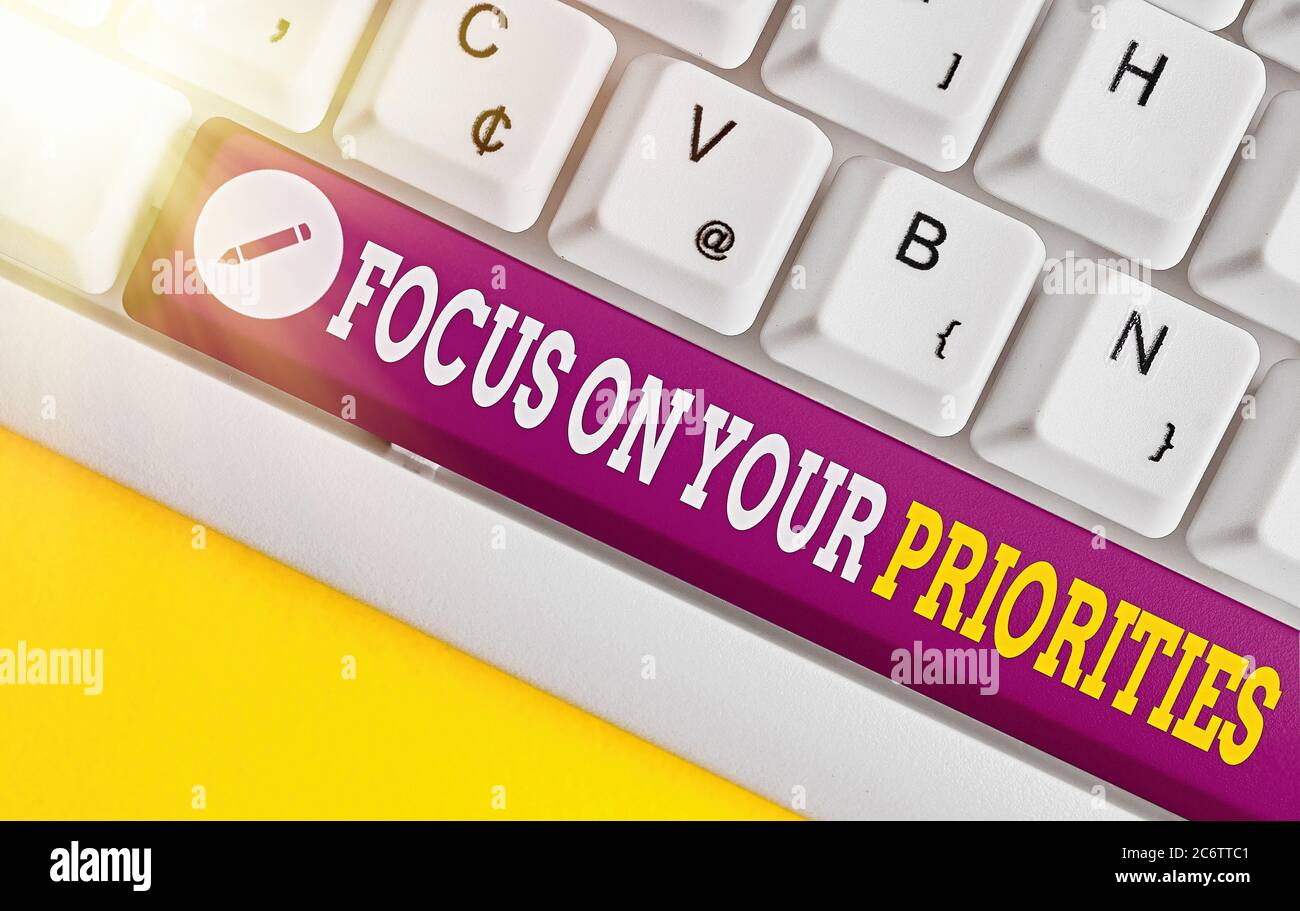 Text sign showing Focus On Your Priorities. Business photo text remove ...