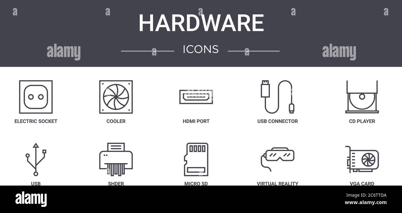 hardware concept line icons set. contains icons usable for web, logo ...