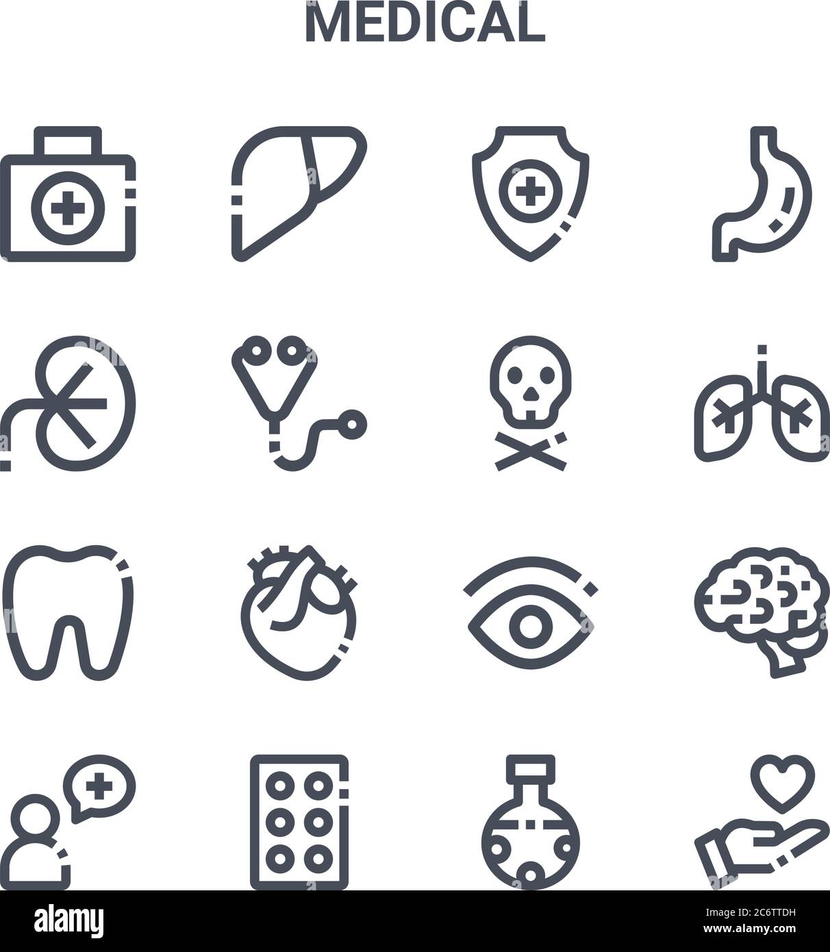 set of 16 medical concept vector line icons. 64x64 thin stroke icons ...