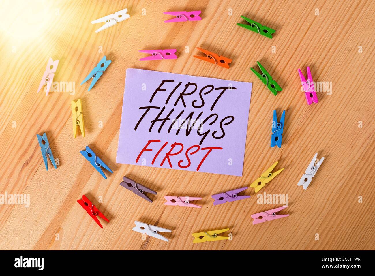 Handwriting text First Things First. Conceptual photo Business ...