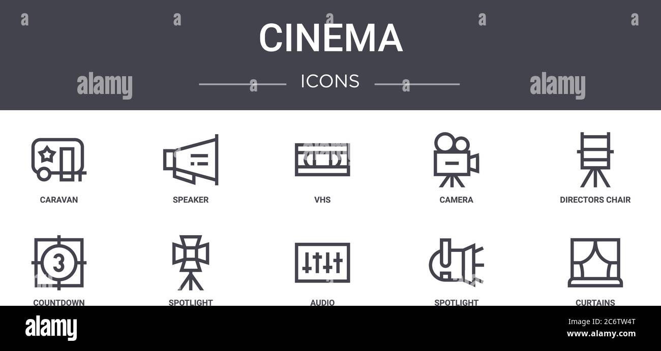 cinema concept line icons set. contains icons usable for web, logo, ui ...