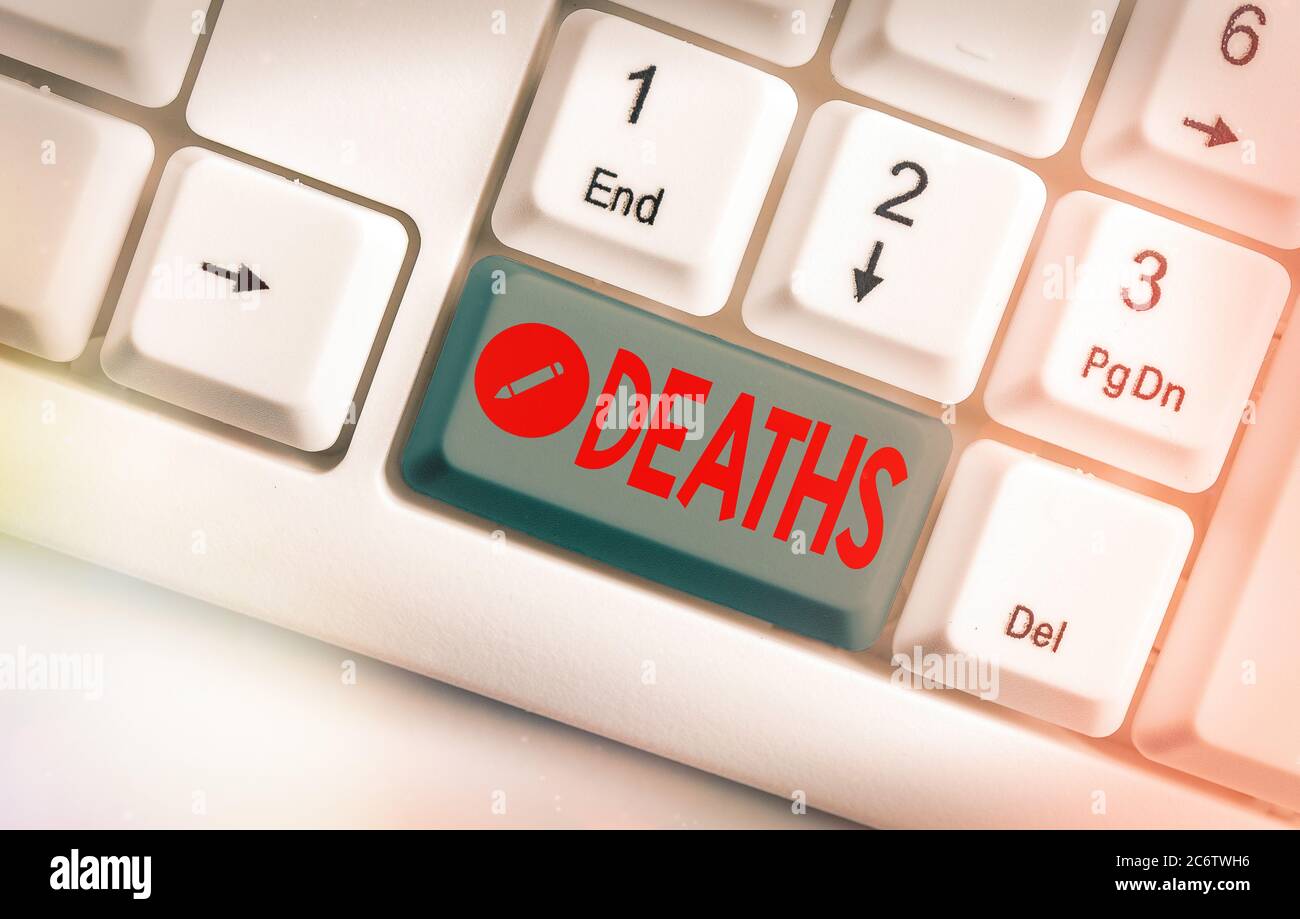 Text sign showing Deaths. Business photo text permanent cessation of ...