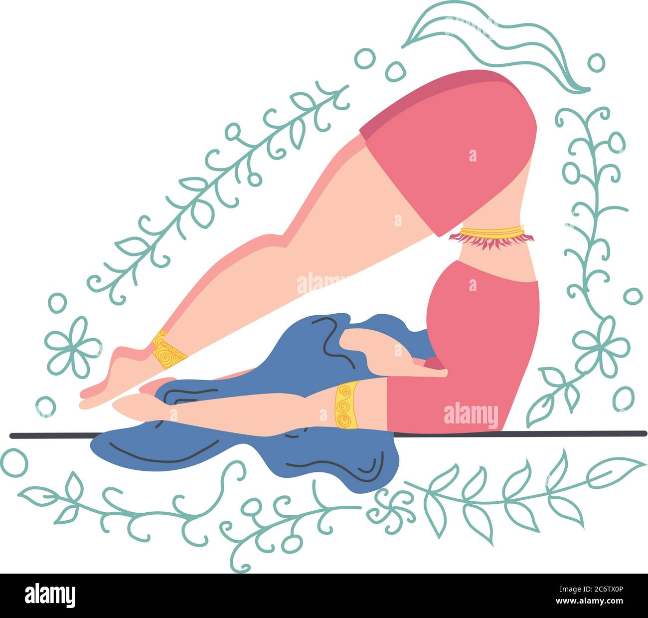 A woman in a pose of a plow - Halasan. Yoga, concept of meditation ...