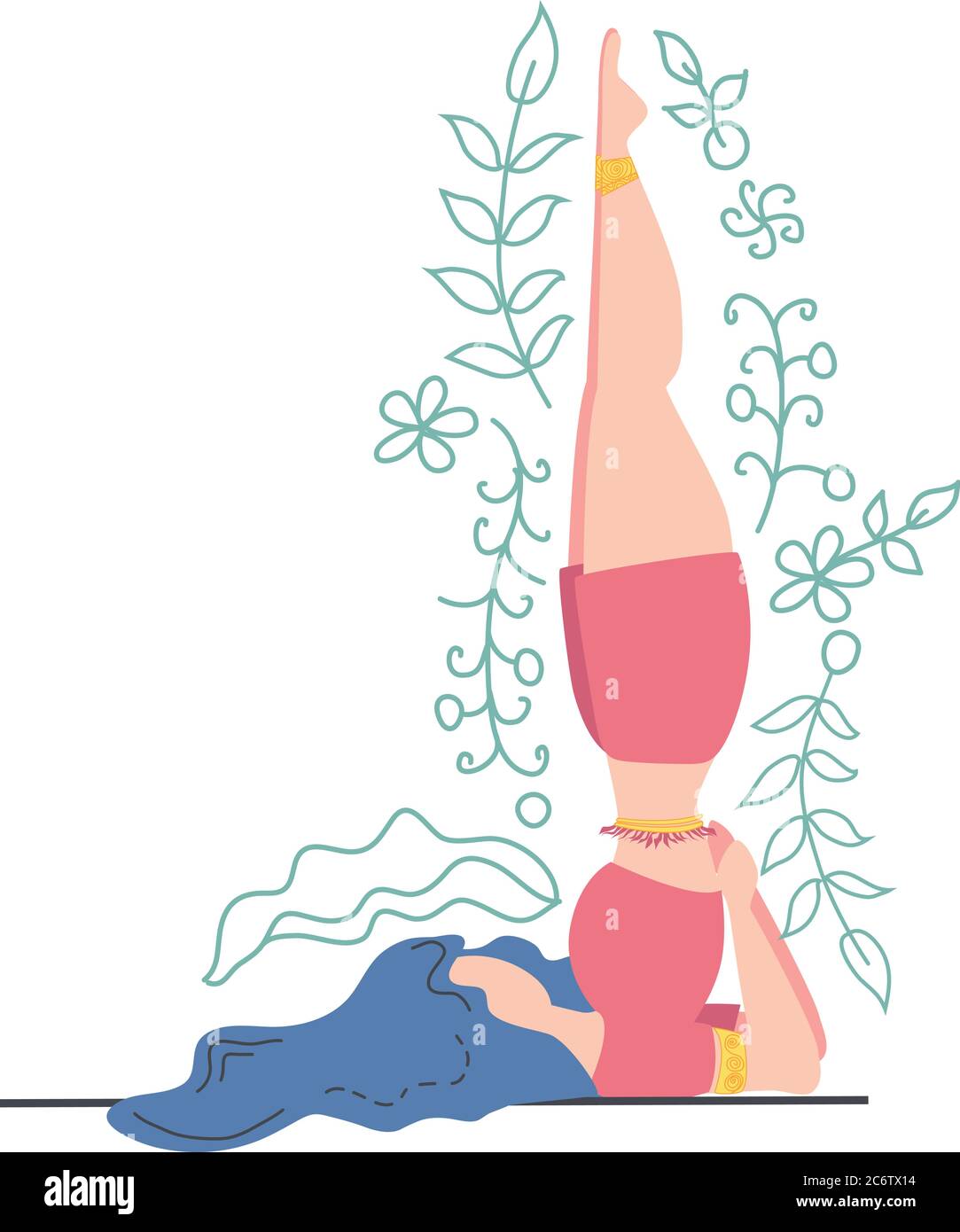 Woman in the pose of the Queen of Asanas - Sarvangasana. Yoga, concept ...