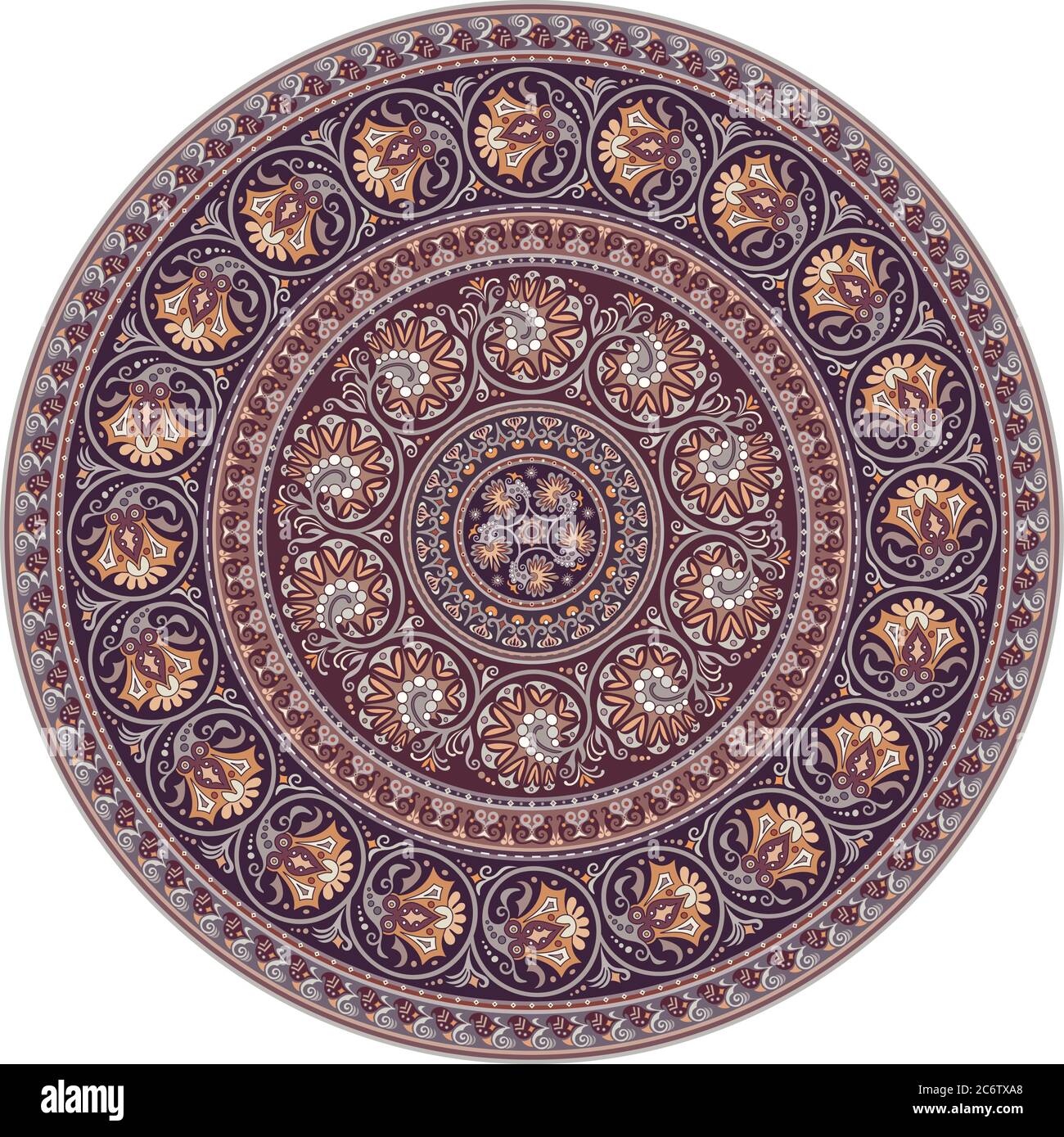 Vector ornament vintage ethnic round illustration Stock Vector Image ...