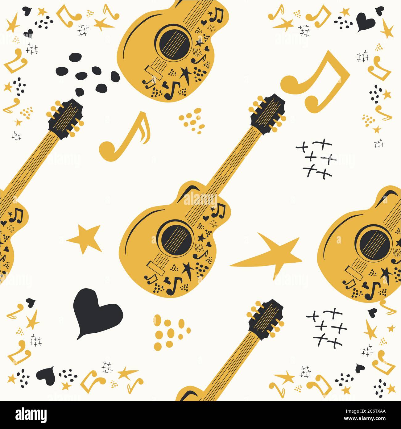 Handdrawn seamless pattern with various country music symbols - notes ...