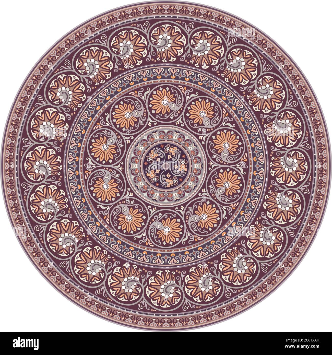 Vector ornament vintage ethnic round illustration Stock Vector Image ...