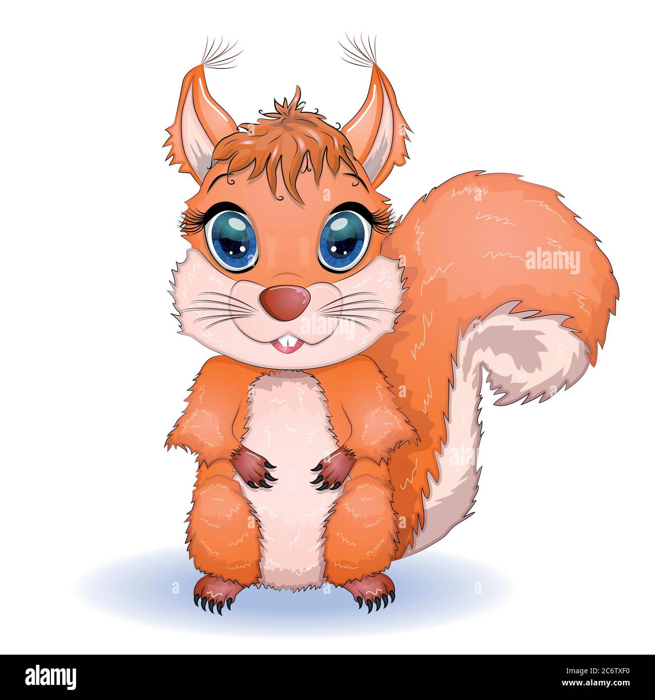 Red squirrel, front view of Sciurus Vulgaris, isolated on white ...