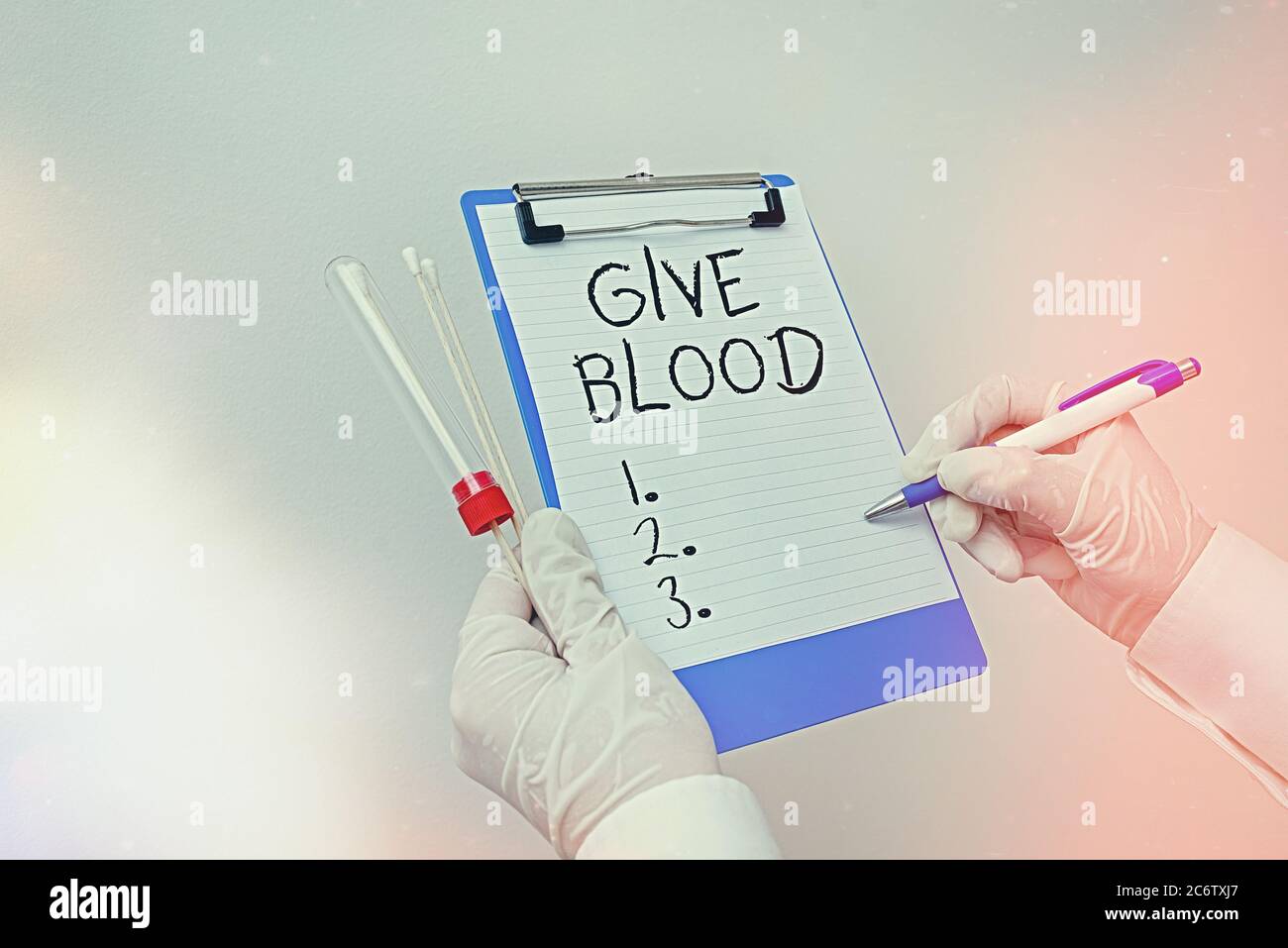 Handwriting text Give Blood. Conceptual photo an individual voluntarily ...