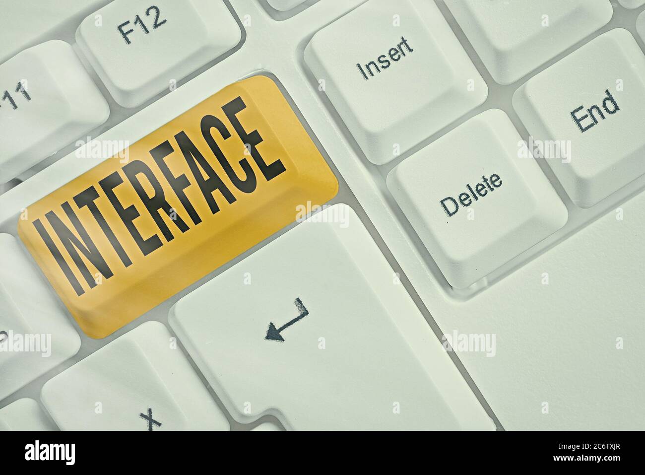 Writing note showing Interface. Business concept for point of meeting ...