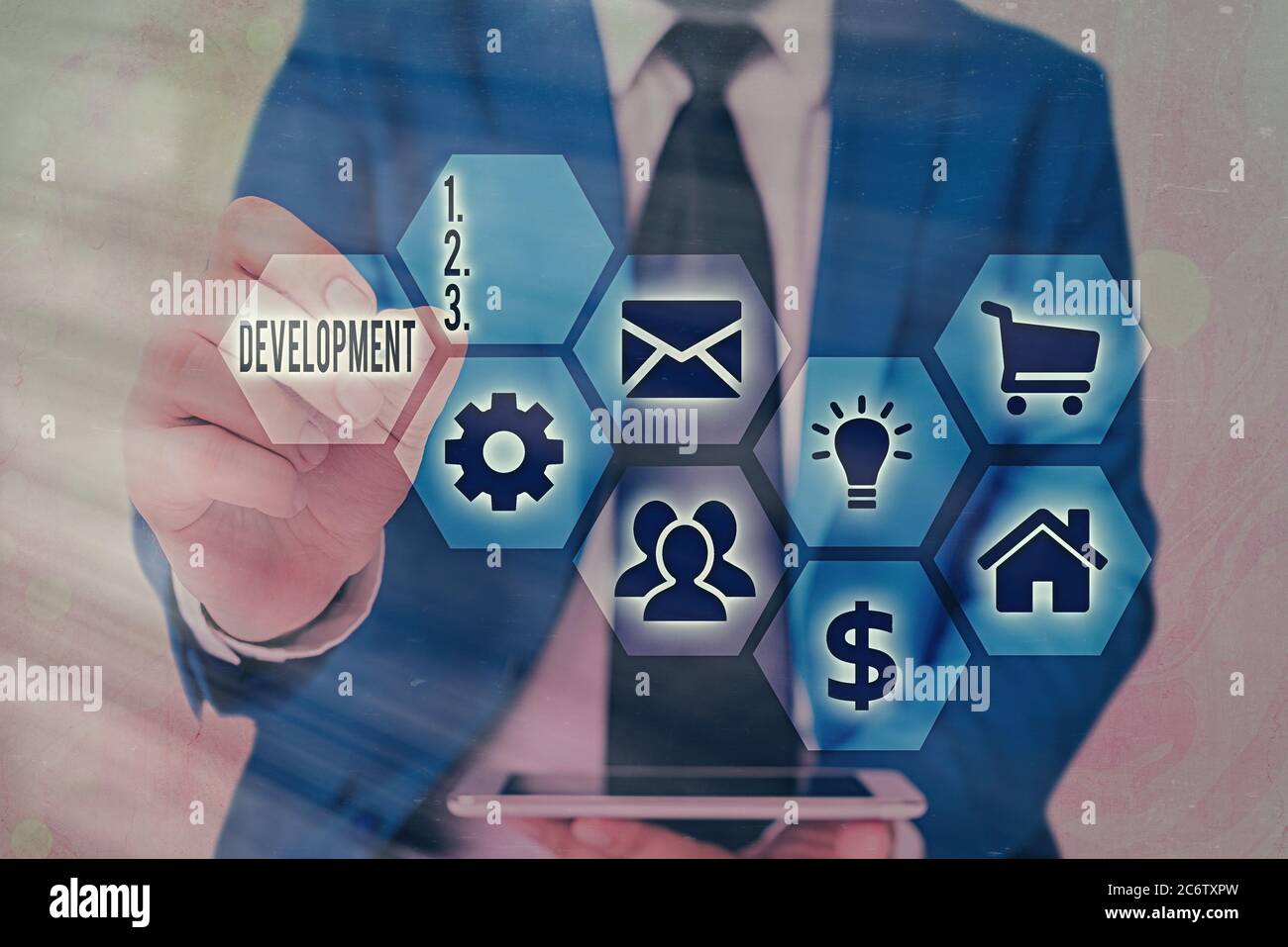 Conceptual hand writing showing Development. Concept meaning a cycle in ...