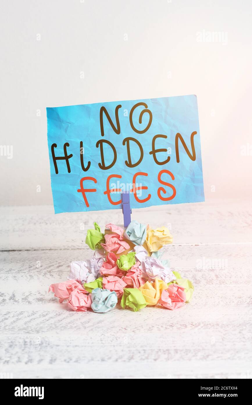 Conceptual hand writing showing No Hidden Fees. Concept meaning without ...