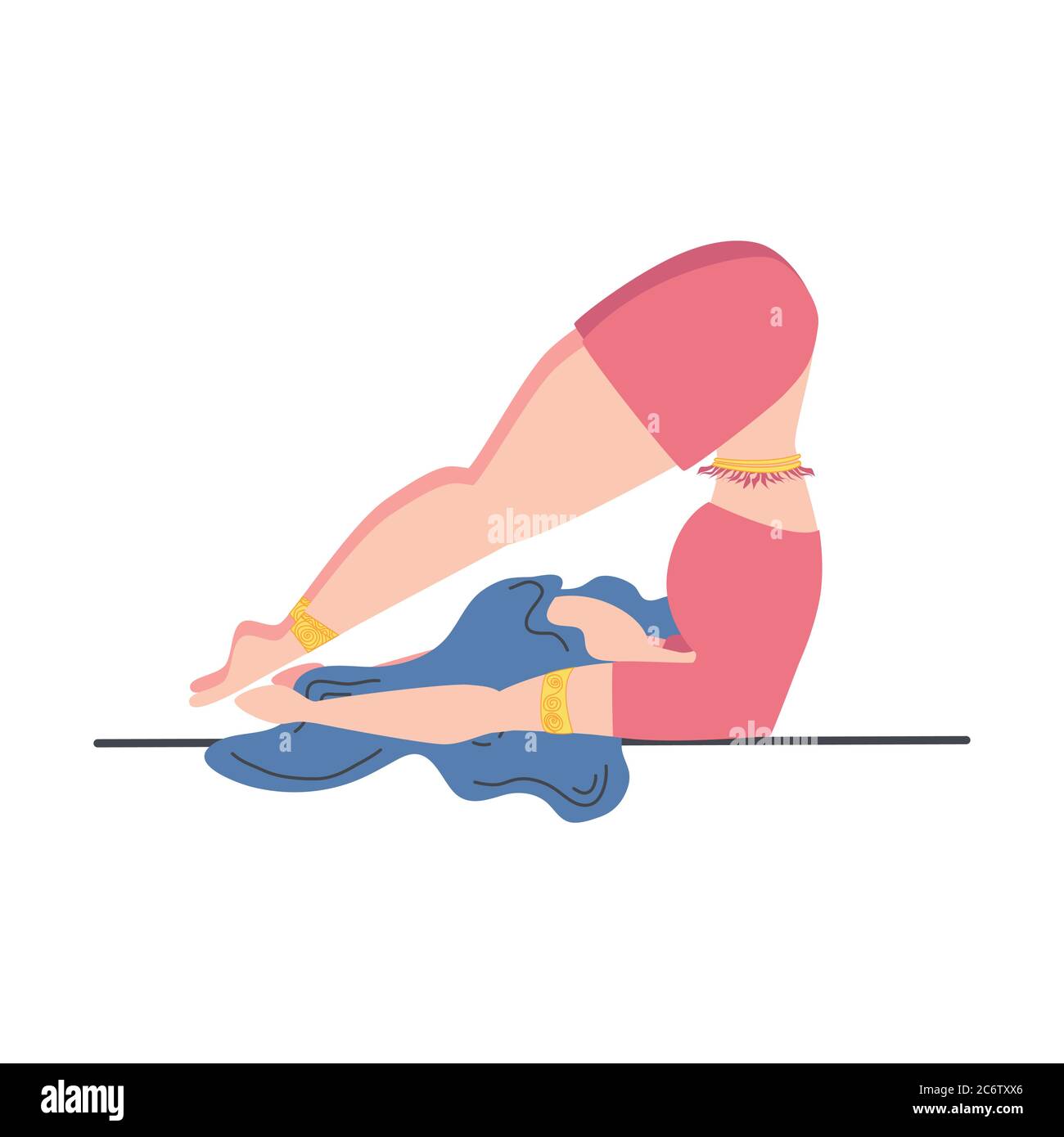 A woman in a pose of a plow - Halasan. Yoga, concept of meditation ...