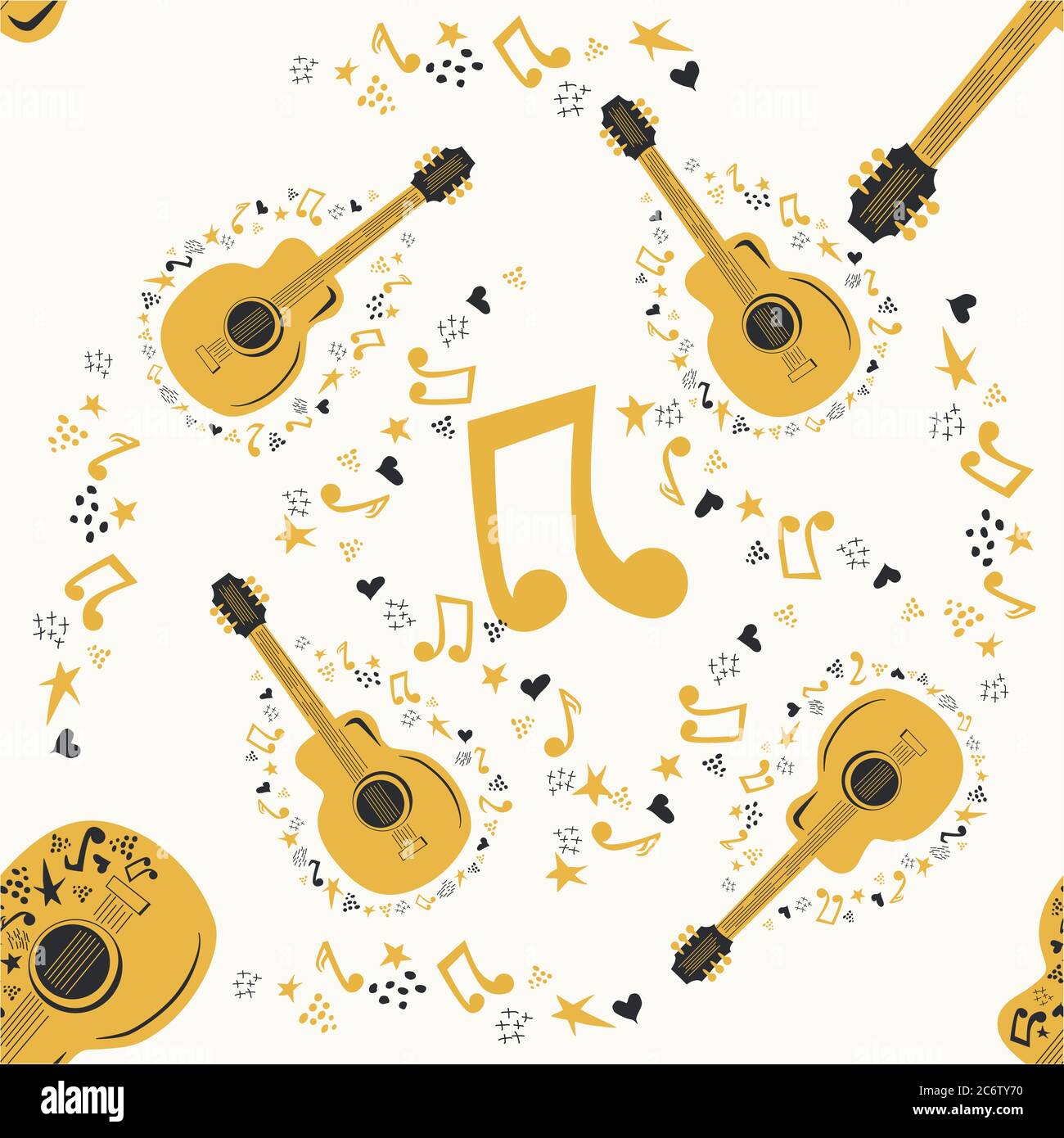 Handdrawn seamless pattern with various country music symbols - notes ...
