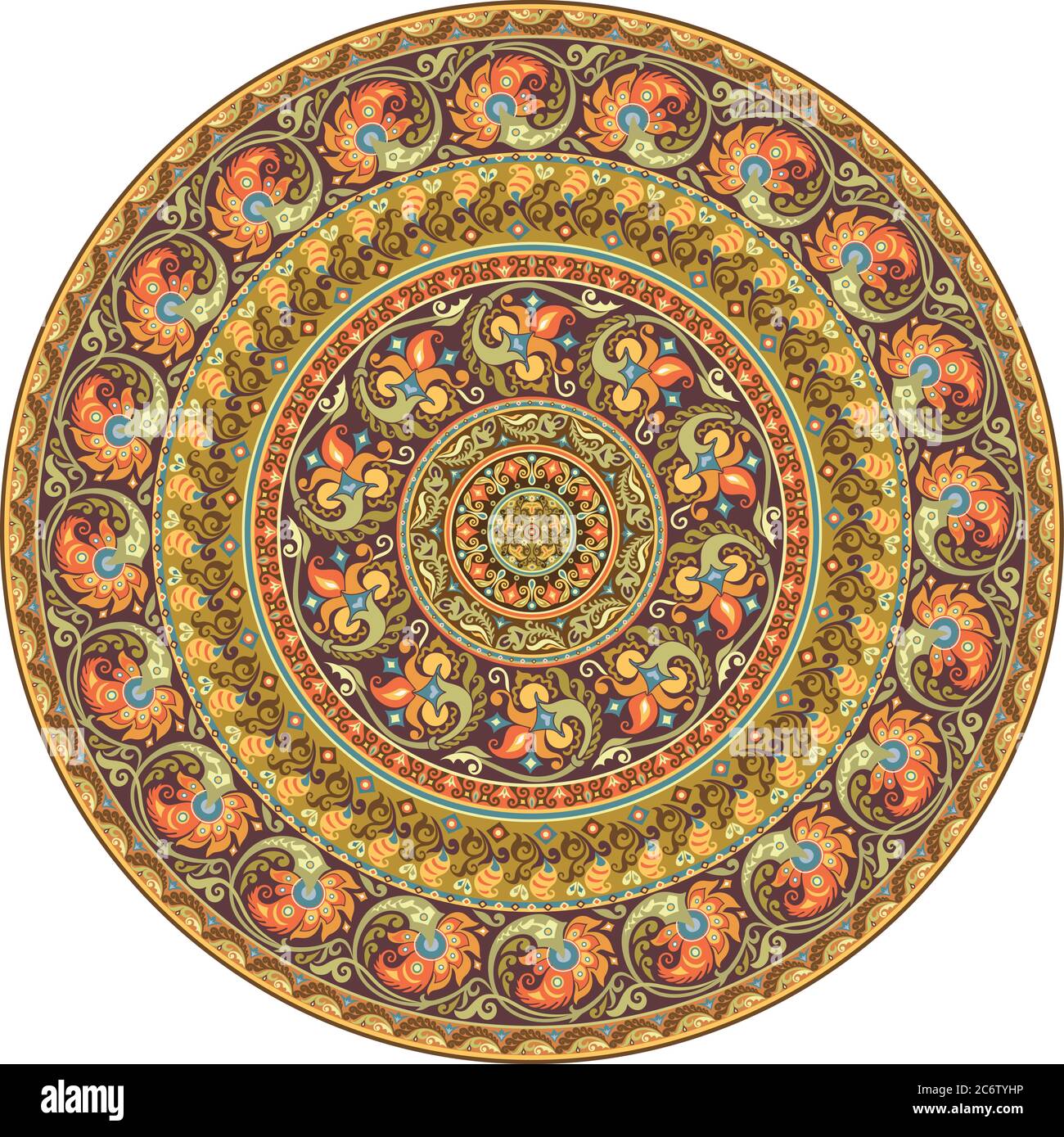 Vector ornament vintage ethnic round illustration Stock Vector Image ...