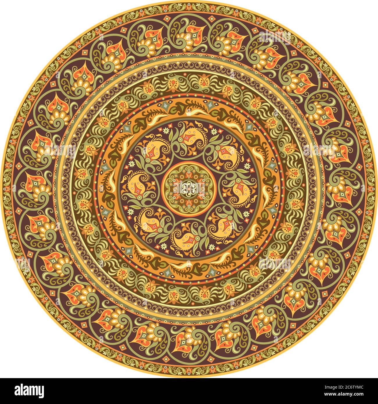 Vector ornament vintage ethnic round illustration Stock Vector Image ...