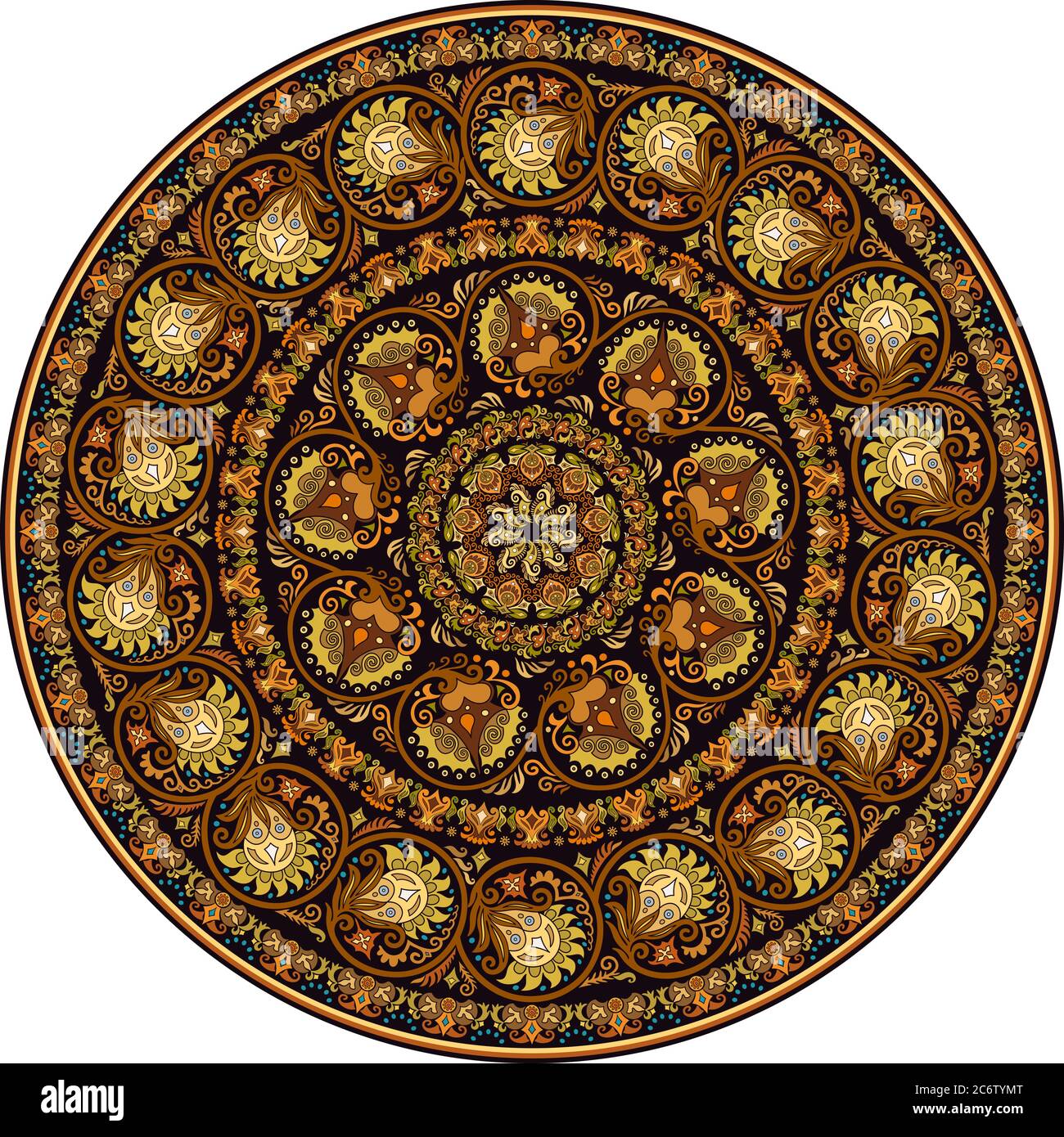 Vector ornament vintage ethnic round illustration Stock Vector Image ...