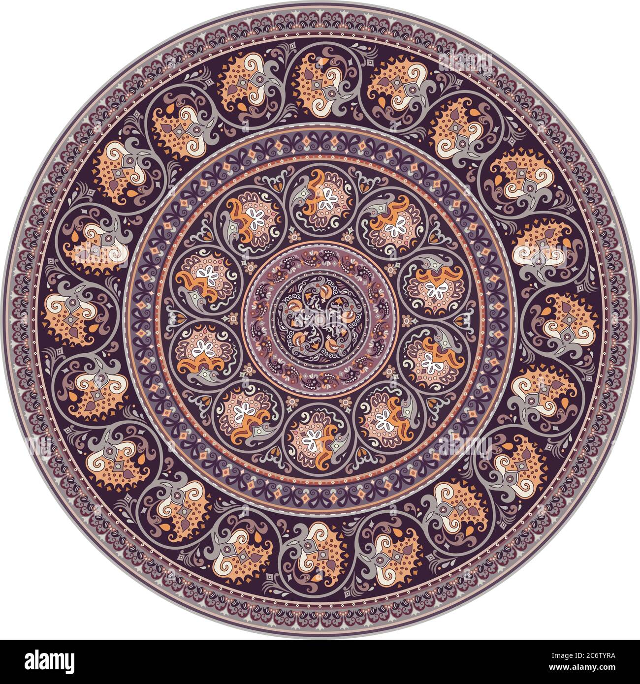 Vector ornament vintage ethnic round illustration Stock Vector Image ...