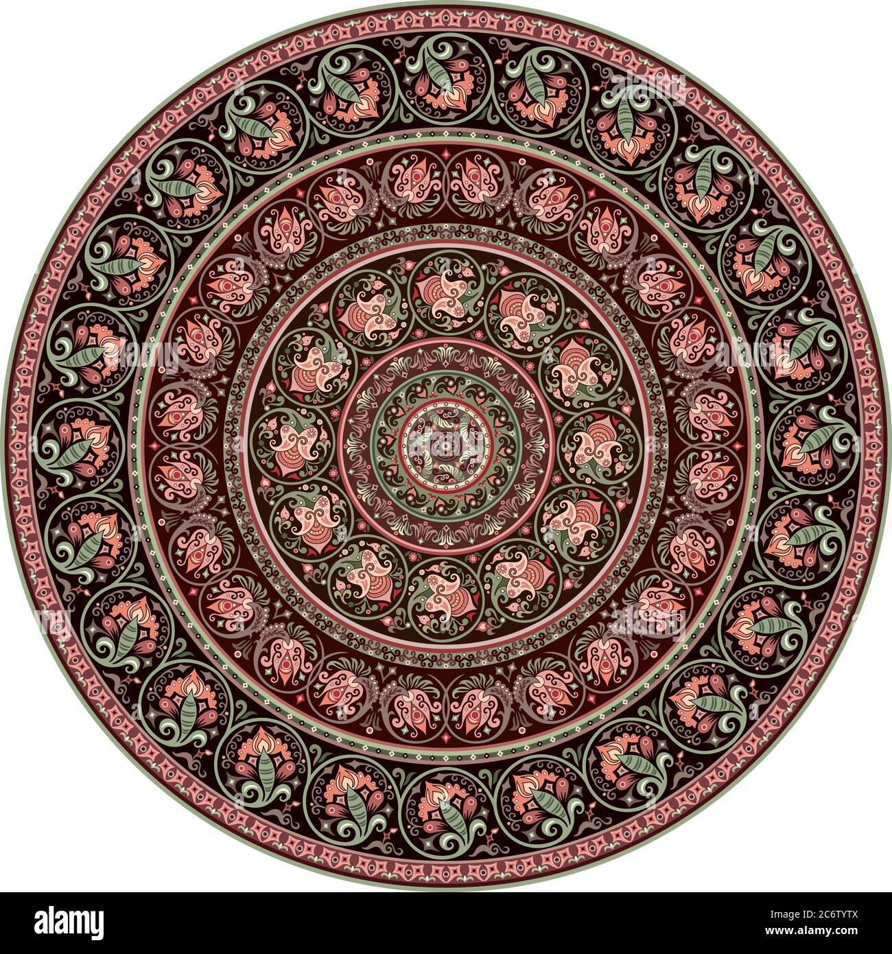 Vector ornament vintage ethnic round illustration Stock Vector Image ...