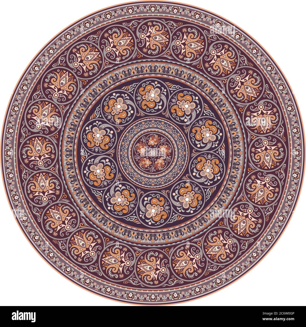 Vector ornament vintage ethnic round illustration Stock Vector Image ...