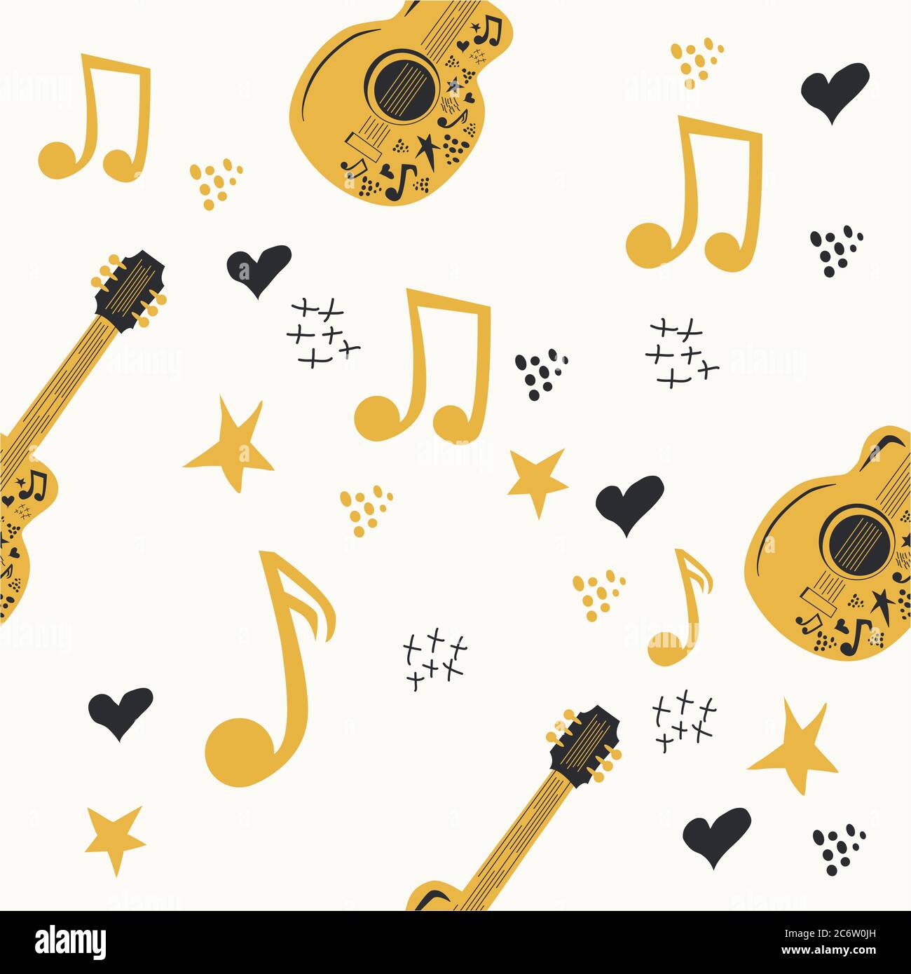 Handdrawn seamless pattern with various country music symbols - notes ...