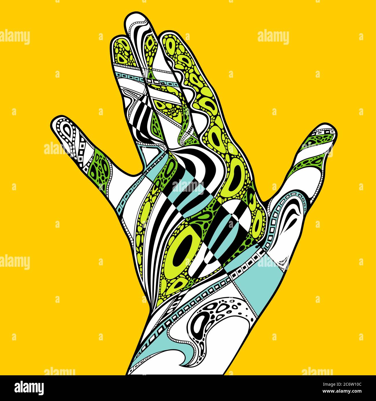 Illustration of contour hand with ornament inside Stock Vector Image ...