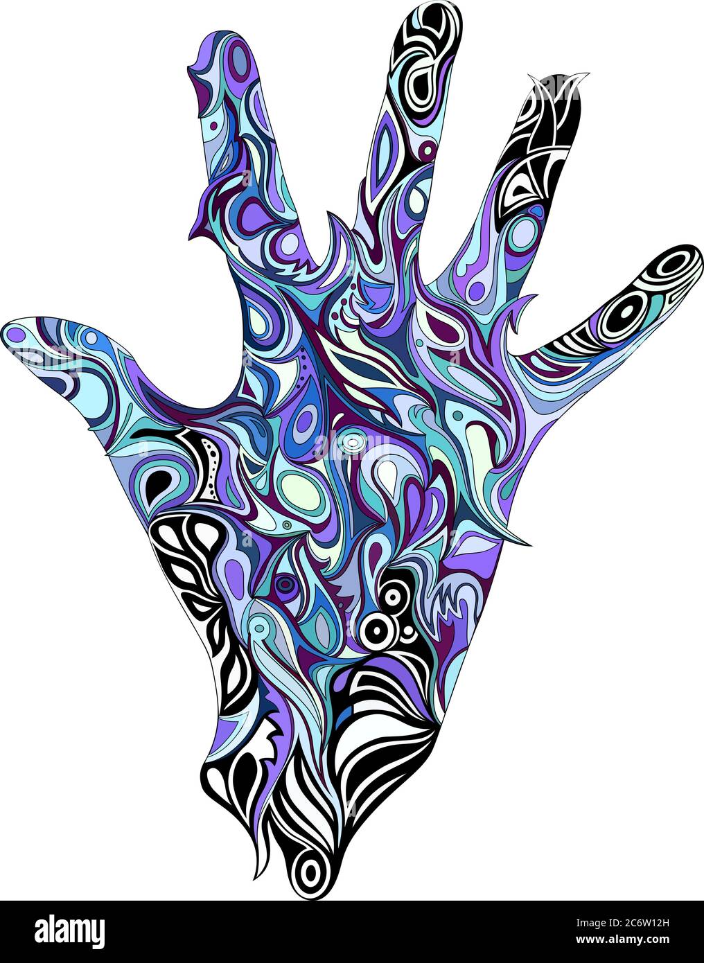 Illustration of contour hand with ornament inside Stock Vector Image ...